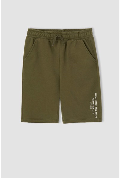 Defacto Erkek Çocuk Yazı Baskılı Esnek Belli Bermuda Şort V4467A621HS