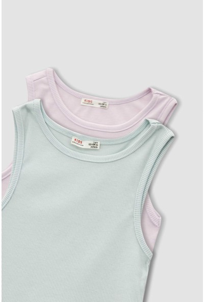 DeFacto Kız Çocuk Basic Esnek Dokulu 2'li Crop Atlet V2489A621HS