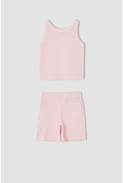 DeFacto Kız Çocuk Dokulu Crop Atlet Ve Şort Takımı V3772A621HS