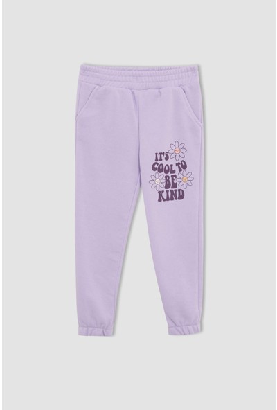 DeFacto Kız Çocuk Jogger Standart Fit Çiçek Baskılı Eşofman Alt W7063A622SP