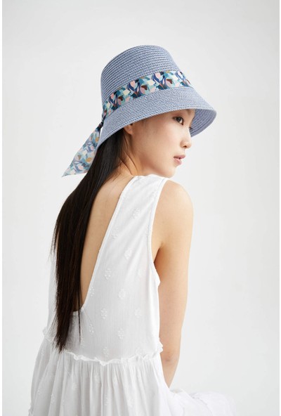 DeFacto Kadın Desenli Fiyonk Detaylı Hasır Bucket Şapka W7209AZ22SM DeFacto Kadın Desenli Fiyonk Detaylı Hasır Bucket Şapka W7209AZ22SM