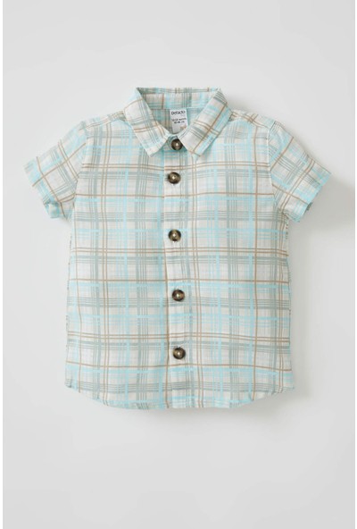 DeFacto Erkek Bebek Kareli Kısa Kollu Gömlek V2773A221SM DeFacto Erkek Bebek Kareli Kısa Kollu Gömlek V2773A221SM
