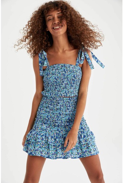 DeFacto Baskılı Slim Fit Mini Dokuma Etek V0477AZ21SM DeFacto Baskılı Slim Fit Mini Dokuma Etek V0477AZ21SM