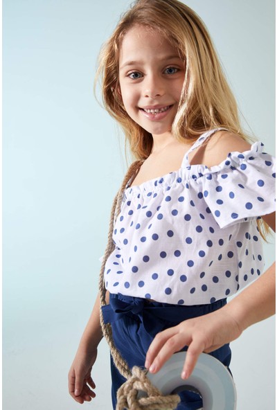 DeFacto Kız Çocuk Puantiyeli Askılı Bluz T8174A621SM