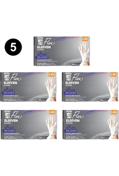 Reflex Flex Glove Pudrasız 100'lü L-Xl Beden 5'li Reflex Flex Glove Pudrasız 100'lü L-Xl Beden 5'li
