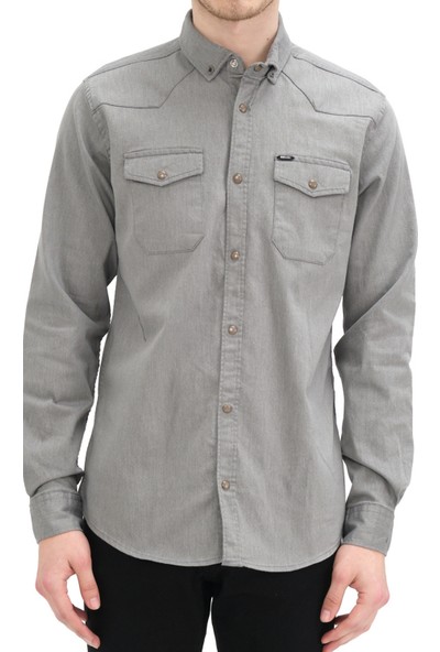 You Two Rahat Kesim Spor Kot Gömlek Gri