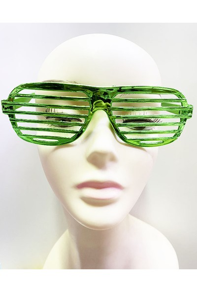 Lilibety Parti Metalize Panjur Şekilli Parlak Parti Gözlüğü Yeşil Renk 15X6 cm
