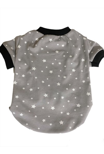 Bonanza Grey Star Oval Yaka Kedi Tişörtü