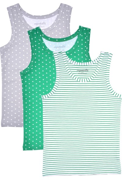 %100 Organik Pamuk Star Erkek 3'lü Atlet Set