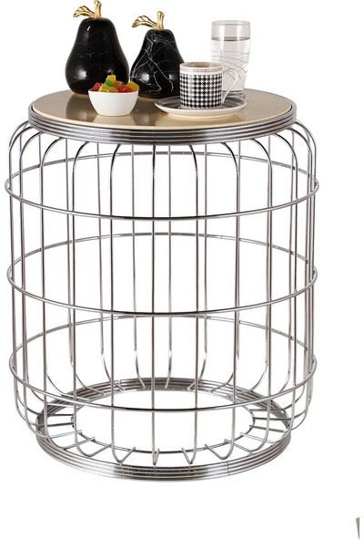 Begüsa Camellia Krom Kaplamalı Akça Sehpa