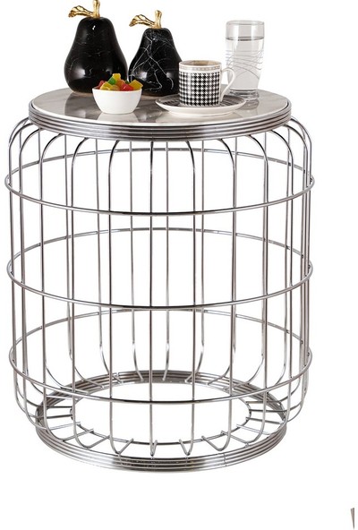 Begüsa Camellia Krom Mermer Desen Sehpa