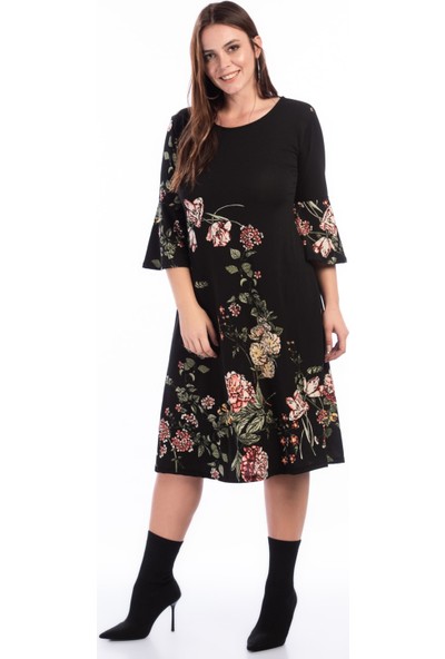 Alesia Çiçek Desenli Volan Kol Elbise