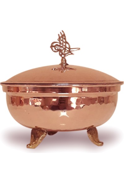 Hanedan Bakır Defne Şekerlik 14 cm El Dövme