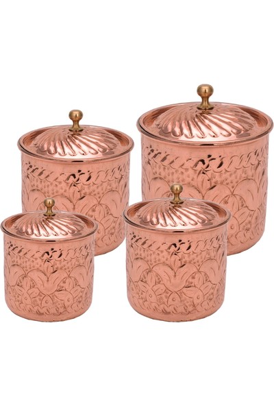 Hanedan Bakır Safran Baharatlık 4'lü Takım El İşleme