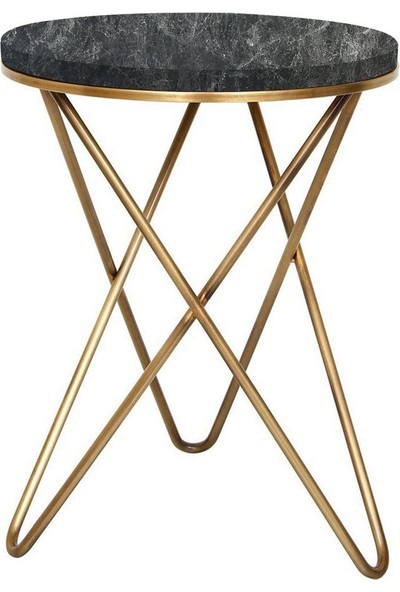 Lita Concept Griza Stelo Mermer Sehpa Gold