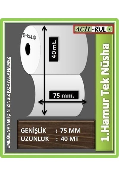 10 Adet 75X40MT 1. Hamur Rulo (Termal Olmayan) 10 Adet 75X40MT 1. Hamur Rulo (Termal Olmayan)