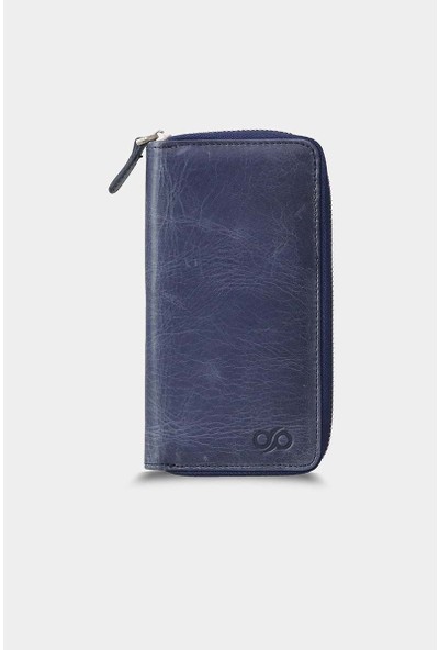 Artemis Lacivert Crazy Telefon Bölmeli Gerçek Deri Portföy Cüzdan