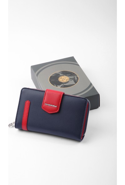 Cengiz Pakel Orta Boy Kadın Cüzdan Lacivert/kırmızı 65256