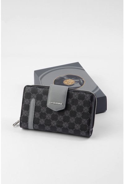 Cengiz Pakel Monogram Kadın Orta Boy Cüzdan 65256MP Siyah/gri