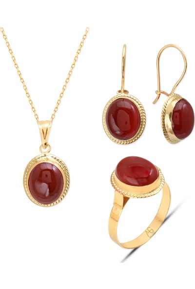 Aslı Gold Akik Taşlı Altın Takım