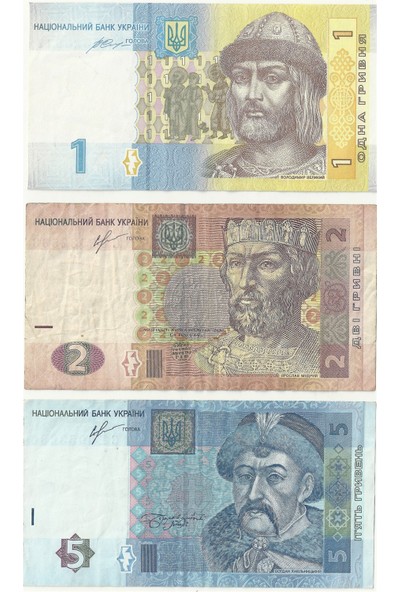 Lidya Antik 1-2-5 Ukrayna Grivnası 3 Adet