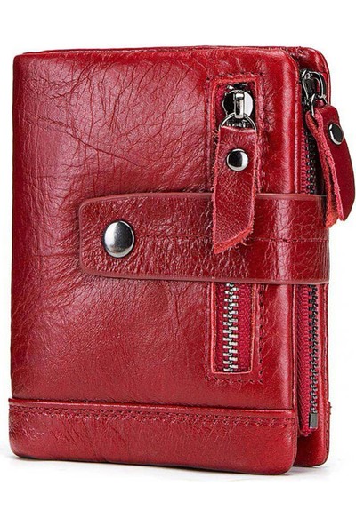 Kavis Kadın Hakiki Deri Kısa Kartlı Cüzdan - Kırmızı (Yurt Dışından)