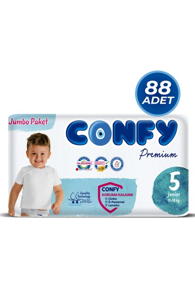 Confy Premium Bebek Bezi 5 Beden Junior 88'li Confy Premium Bebek Bezi 5 Beden Junior 88'li