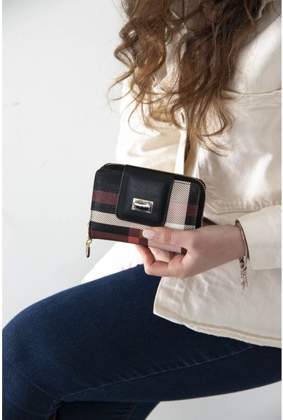 Silver Polo Siyah Üç Bölmeli Kadın Cüzdan & Kartlık SP935