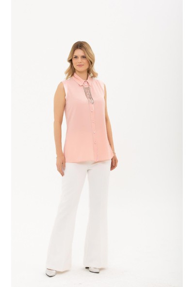 Nominal Saçak Taşlı Kolsuz Bluz