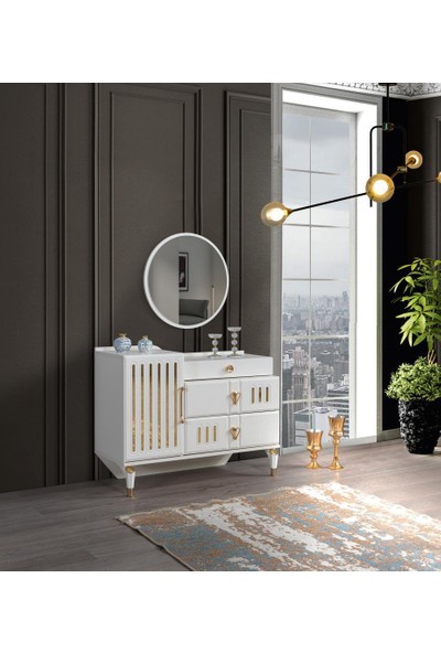 Sivas Gözde Mobilya Saray Aynalı Çekmeceli Şifonyer Makyaj Masası 110X45X150CM