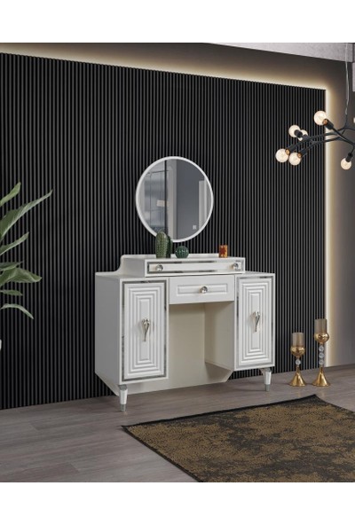 Sivas Gözde Mobilya Zen Aynalı Çekmeceli Şifonyer Makyaj Masası 110X45X150CM