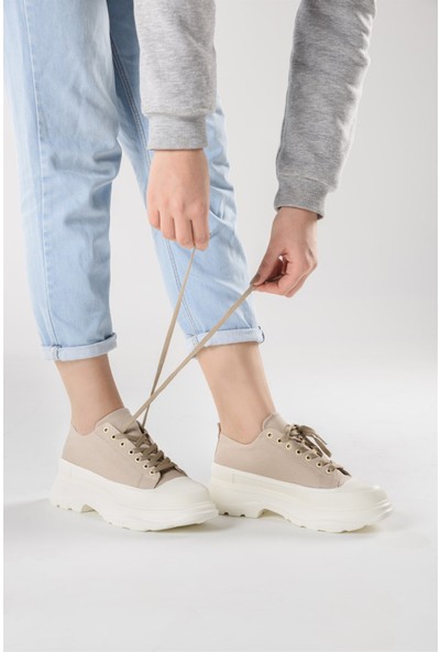 Keten Bağcıklı Hafif Kadın Spor Ayakkabı