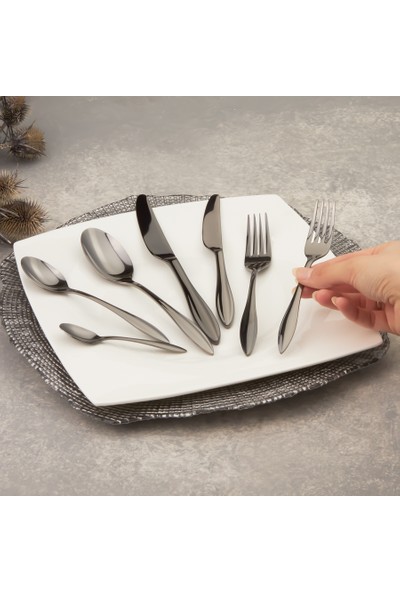Karaca Costa Black 42 Parça 6 Kişilik Çatal Kaşık Bıçak Takımı Kutulu