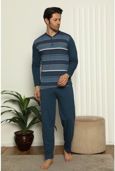 Tampap Erkek Düğmeli Şeritli Pijama Takımı Tampap 3005 Tampap Erkek Düğmeli Şeritli Pijama Takımı Tampap 3005