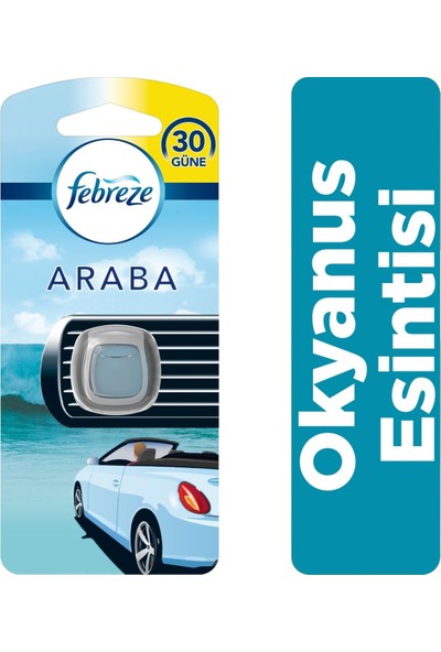Febreze Hava Ferahlatıcı Araba Kokusu Okyonus Esintisi 2 ml x 2 Adet