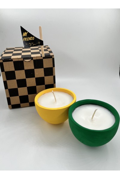 Pera Candle 2’li Seramik Set Sarı-Yeşil