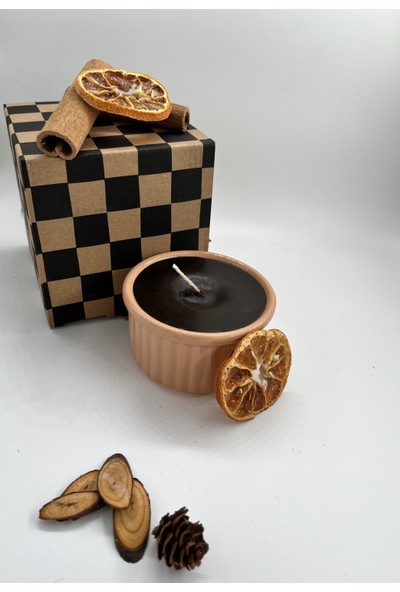 Pera Candle Seramik Mum Koyu Kahve