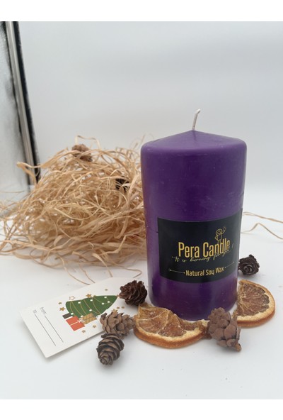 Pera Candle Silindir Mum Mor
