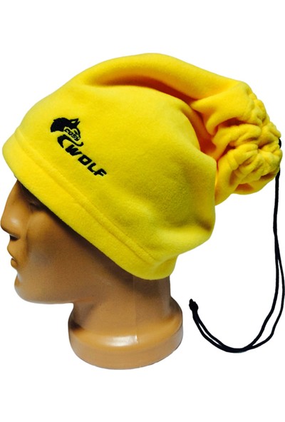 CosyWolf Sarı Polar Boyunluk Bere