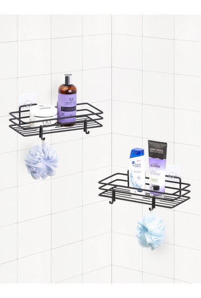 Okyanus Home Magic Fix Sihirli Yapışkan Kancalı Siyah 2 Adet Banyo Şampuanlık Rafı - 13X30 cm Okyanus Home Magic Fix Sihirli Yapışkan Kancalı Siyah 2 Adet Banyo Şampuanlık Rafı - 13X30 cm