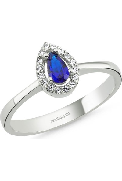 Sembol Gold Anturaj Altın Yüzük 0.30 Karat Damla Aquablue