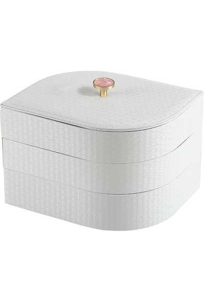 Flanel Astarlı Mücevher Saklama Kutusu Beyaz (Yurt Dışından)