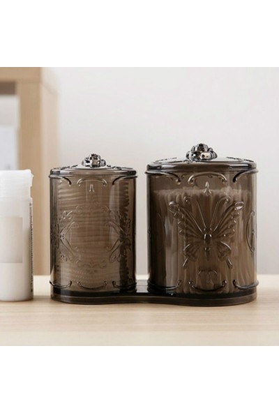 Vintage Kapaklı Çift Tüp Mücevher Kutusu Şeffaf Siyah (Yurt Dışından)