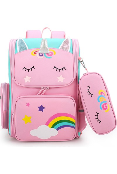 Douler Okul Çantası İlkokul Erkek ve Kız Karikatür Sevimli Desenli Sırt Korumalı Su Geçirmez Sırt Çantası (Yurt Dışından)