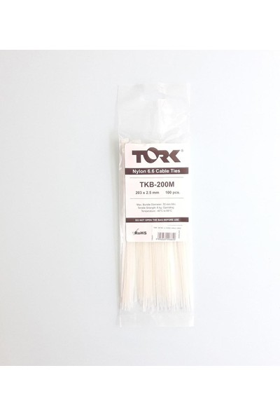 Tork Beyaz Kablo Bağı 2,5X203 Tork Beyaz Kablo Bağı 2,5X203