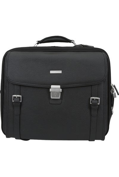 Brooks Brothers Erkek Siyah Deri Valiz
