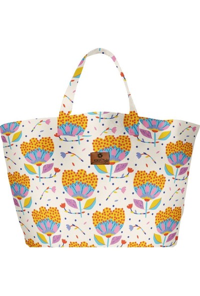 Koko Patik Noktacıklı Çiçek Anne Plaj Çantası