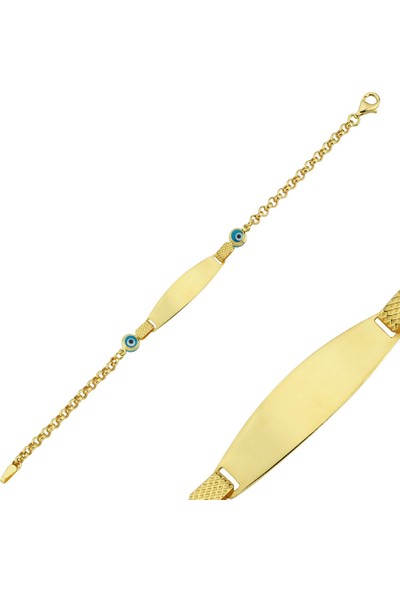 SembolGold Altın Künye Çocuk Nazar Boncuklu