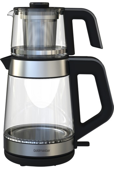 Goldmaster GM-8325 Deluxe Kettle Özellikli Cam Inox Çay Makinesi