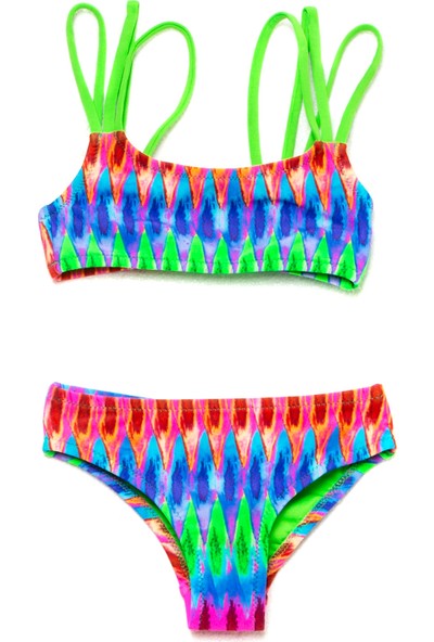 Funky Rocks Mavi U Yaka Standart Fit Kız Çocuk Bikini Takım